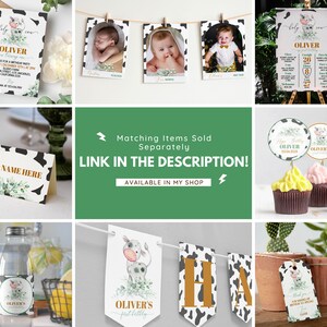 EDITABLE Holy Cow I'm One Thank You Tags, Moo Cow Birthday Favor Tags ...