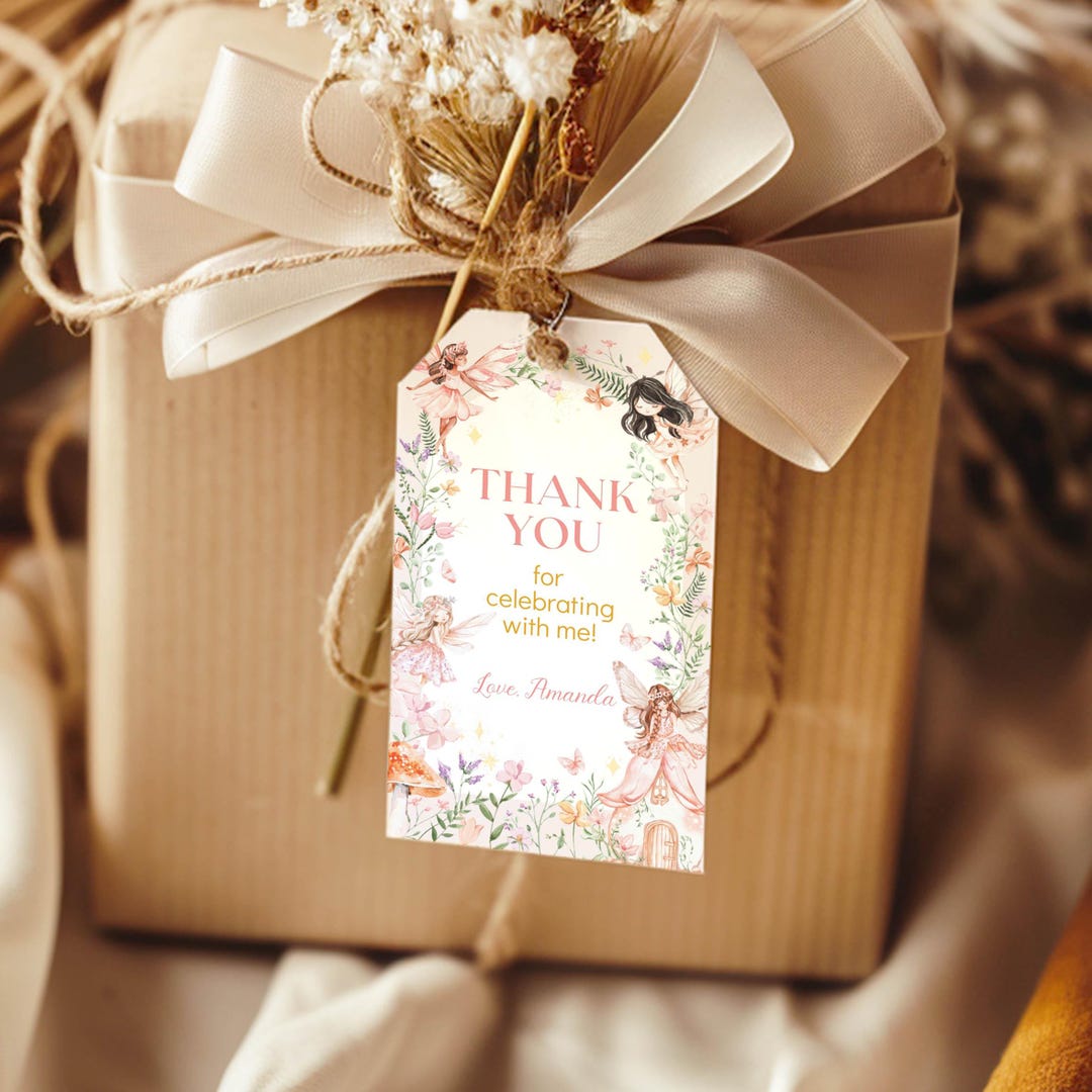 EDITABLE Fairy Birthday Favor Tag, Garden Party Thank You Tags, Fairy ...