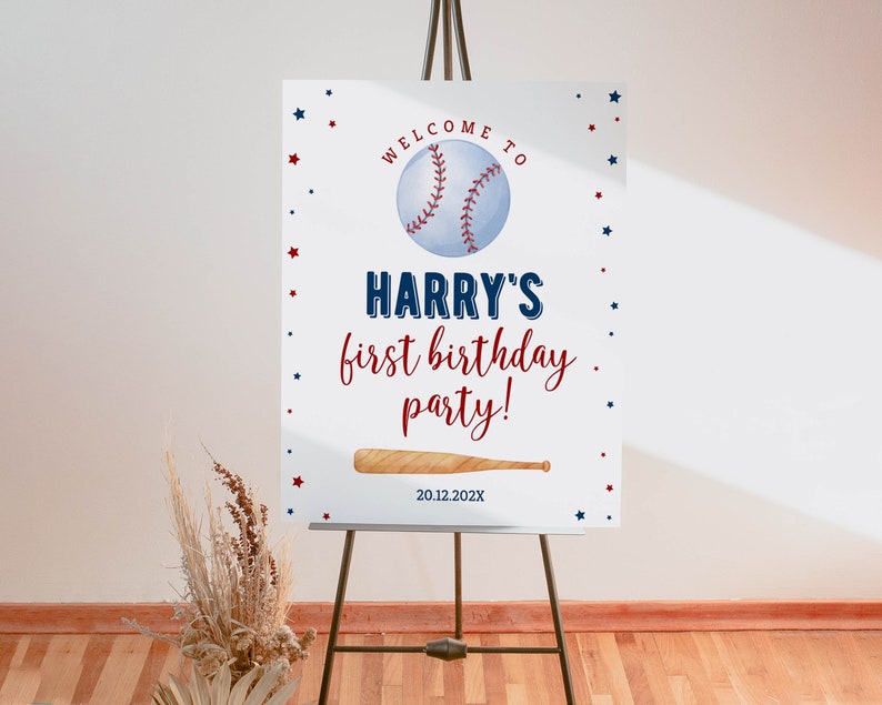 EDITABLE Baseball Birthday Welcome Sign Sports Birthday Party - Etsy