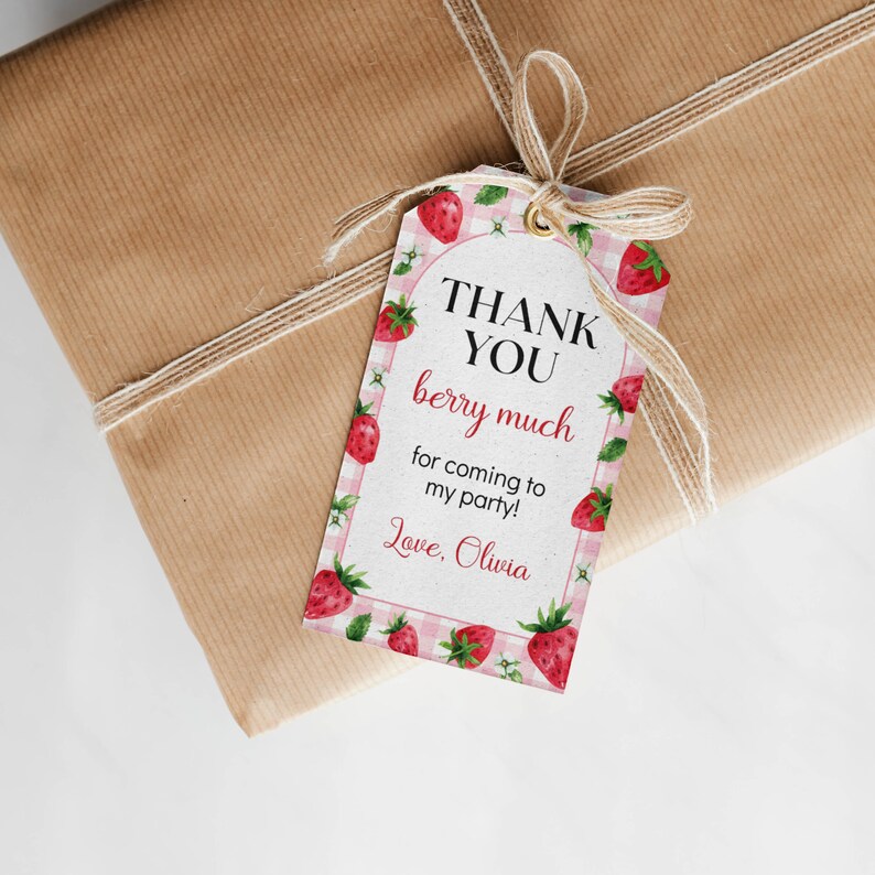 EDITABLE Strawberry Birthday Favor Tags, Strawberry First Birthday ...