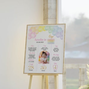 EDITABLE Pastel Rainbow First Birthday Milestone Sign, Pastel 1st ...