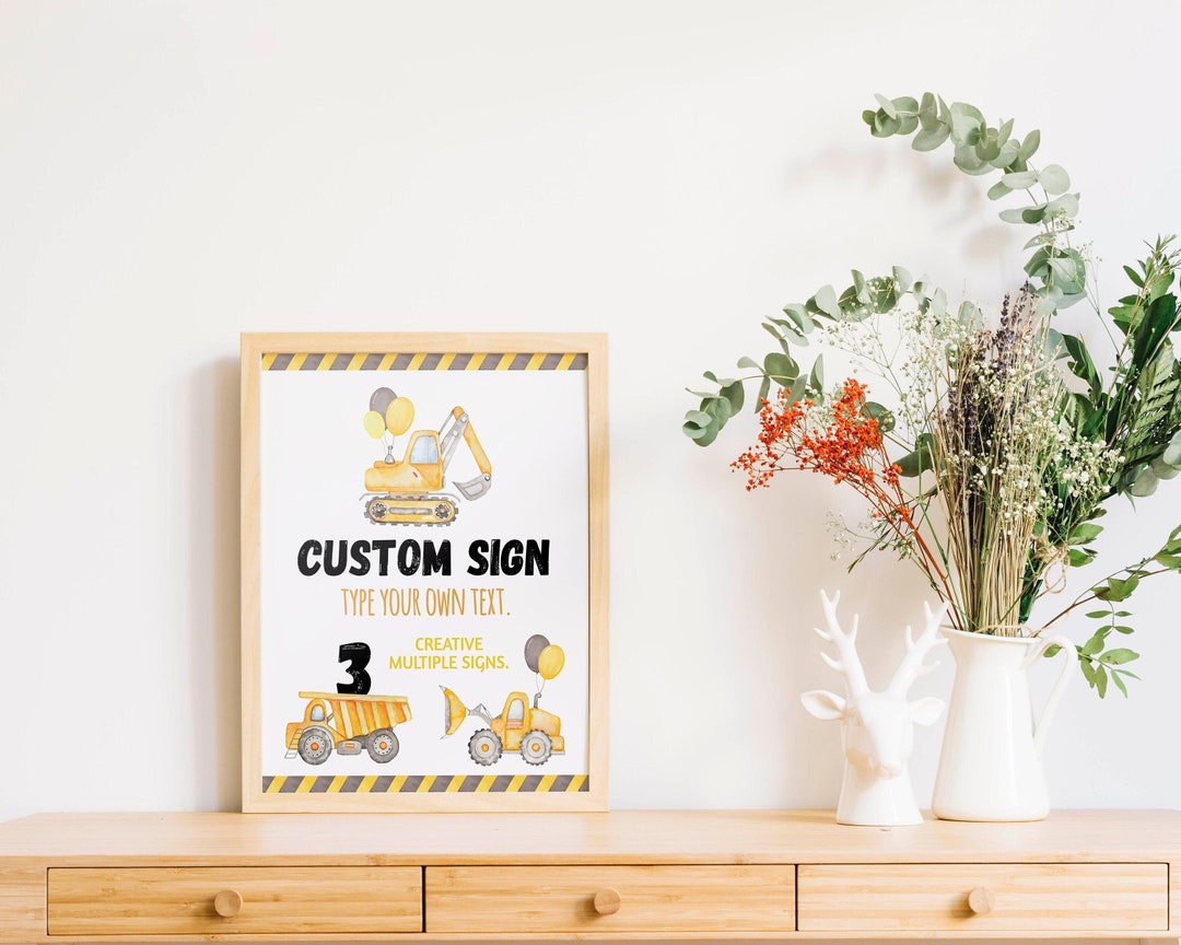 Construction Custom Sign Construction Party Sign - Etsy