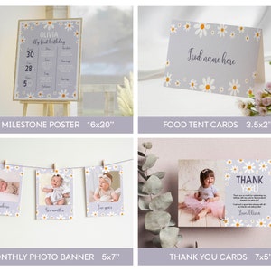 Editable Daisy First Birthday Invitation Bundle, Daisy Birthday Party ...