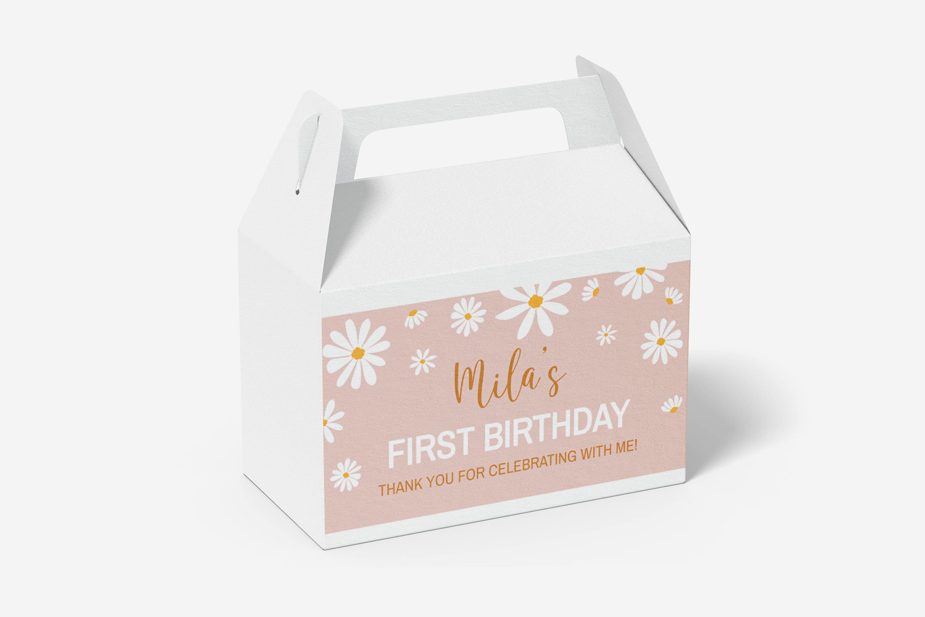 EDITABLE Daisy Birthday Party Gable Gift Box Label, Retro Daisy Favor ...