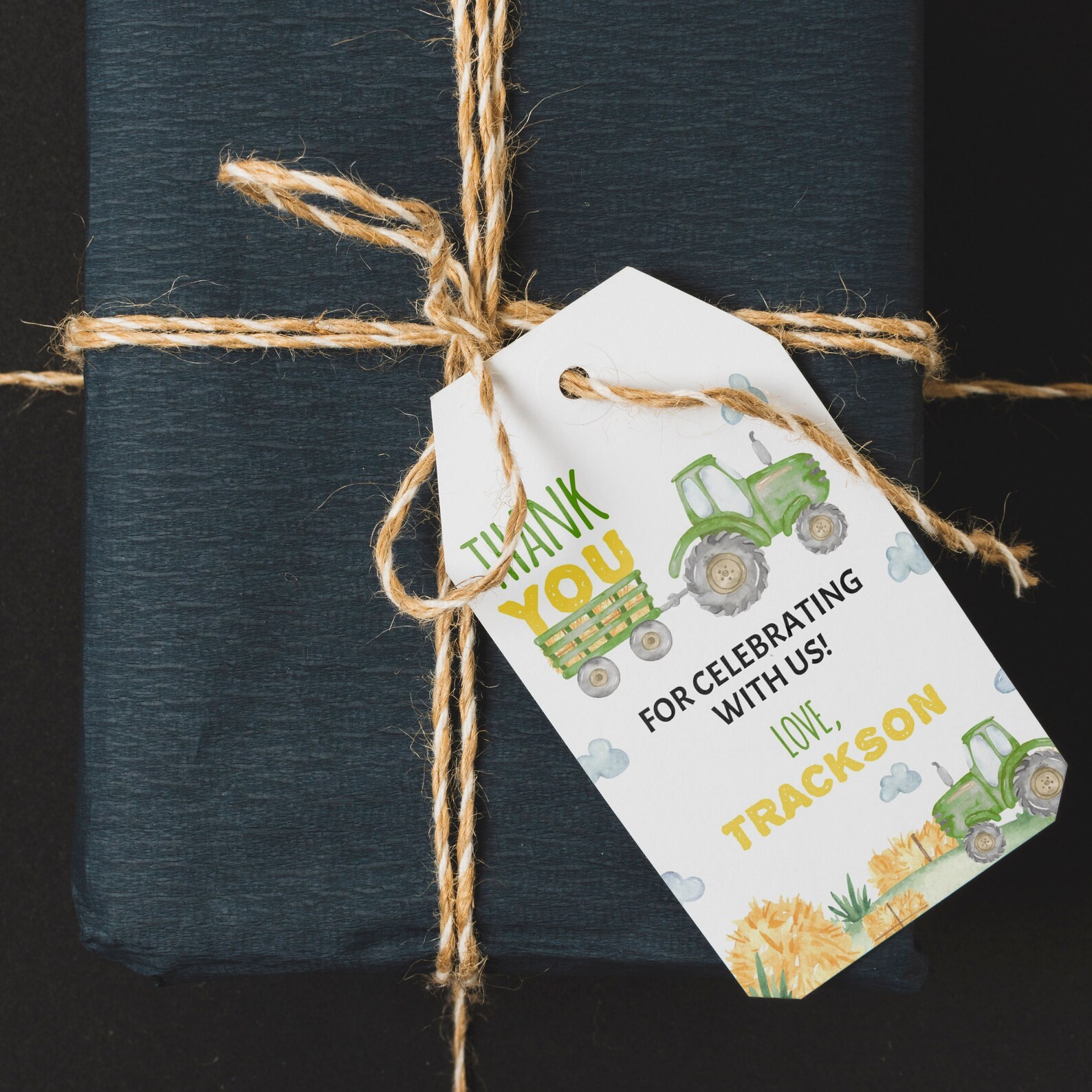 EDITABLE Tractor Favor Tags Green Tractor Birthday Thank You - Etsy