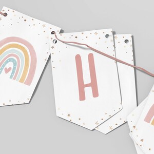 Editable Boho Rainbow Birthday Banner, Custom Boho Happy Birthday ...