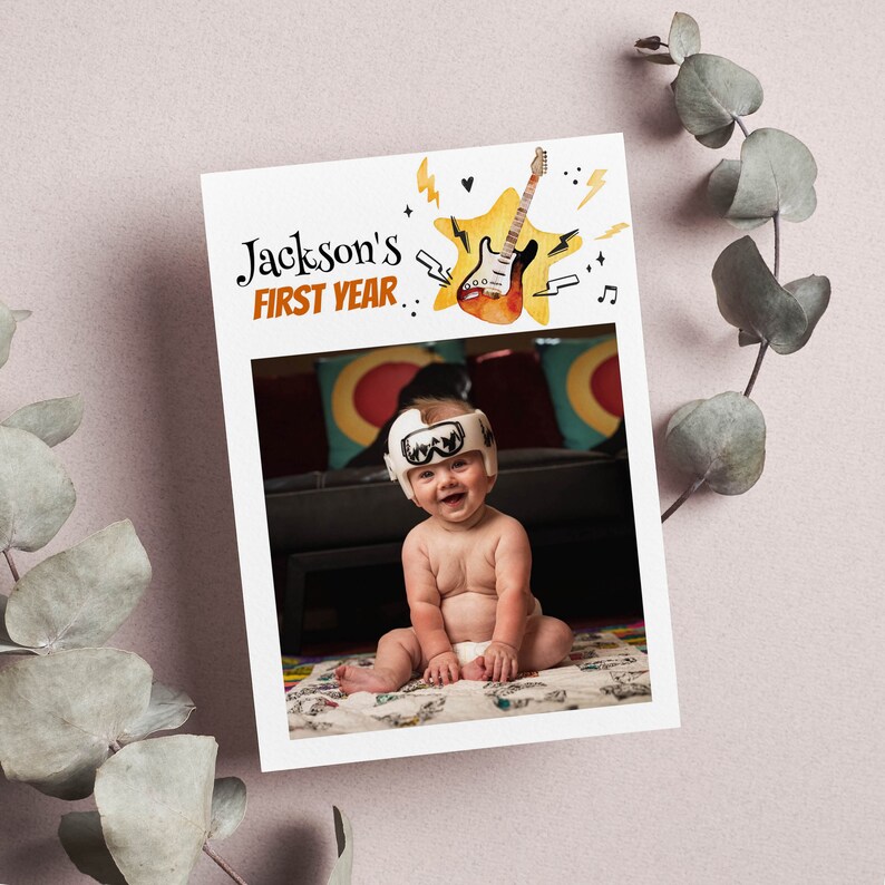 Editable One Rocks First Year Photo Banner Rock and Roll - Etsy