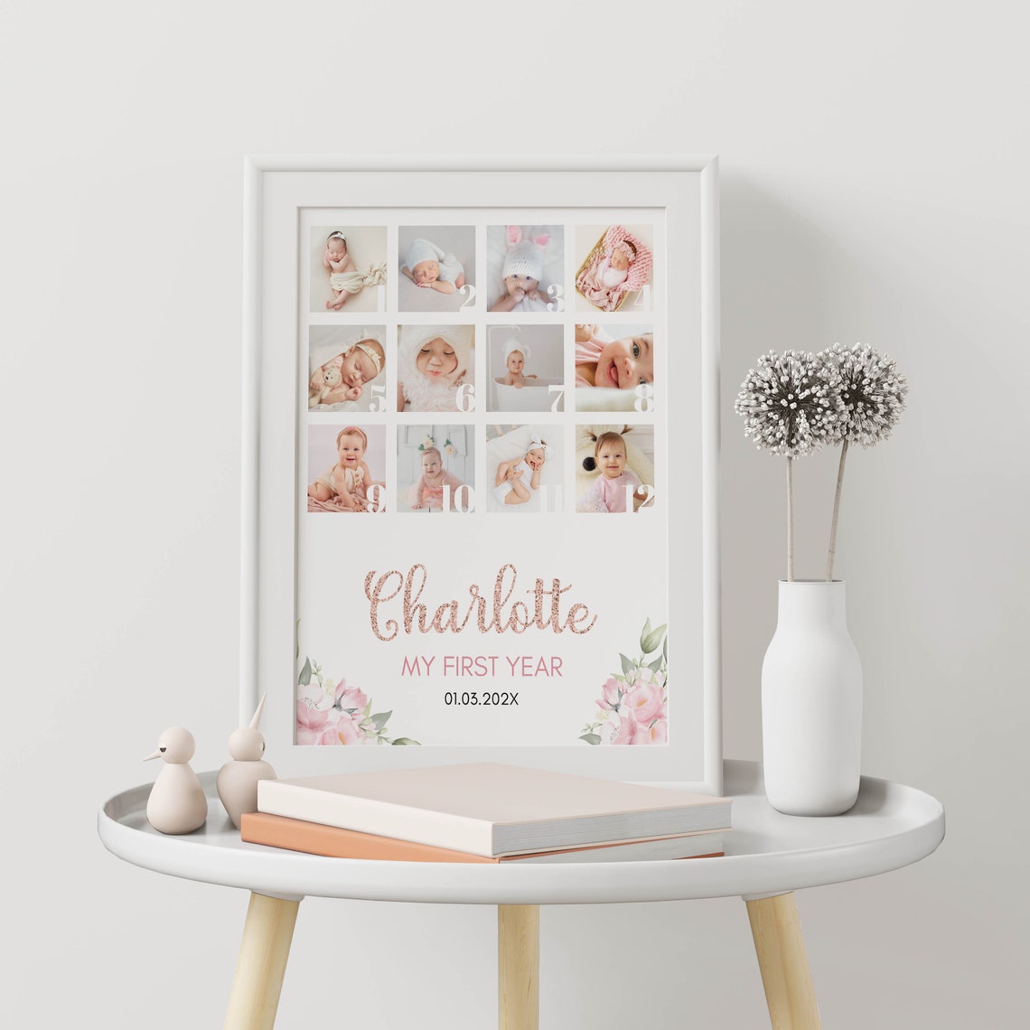 Editable First Year Photo Collage, Baby First Year Poster, 12 Months ...