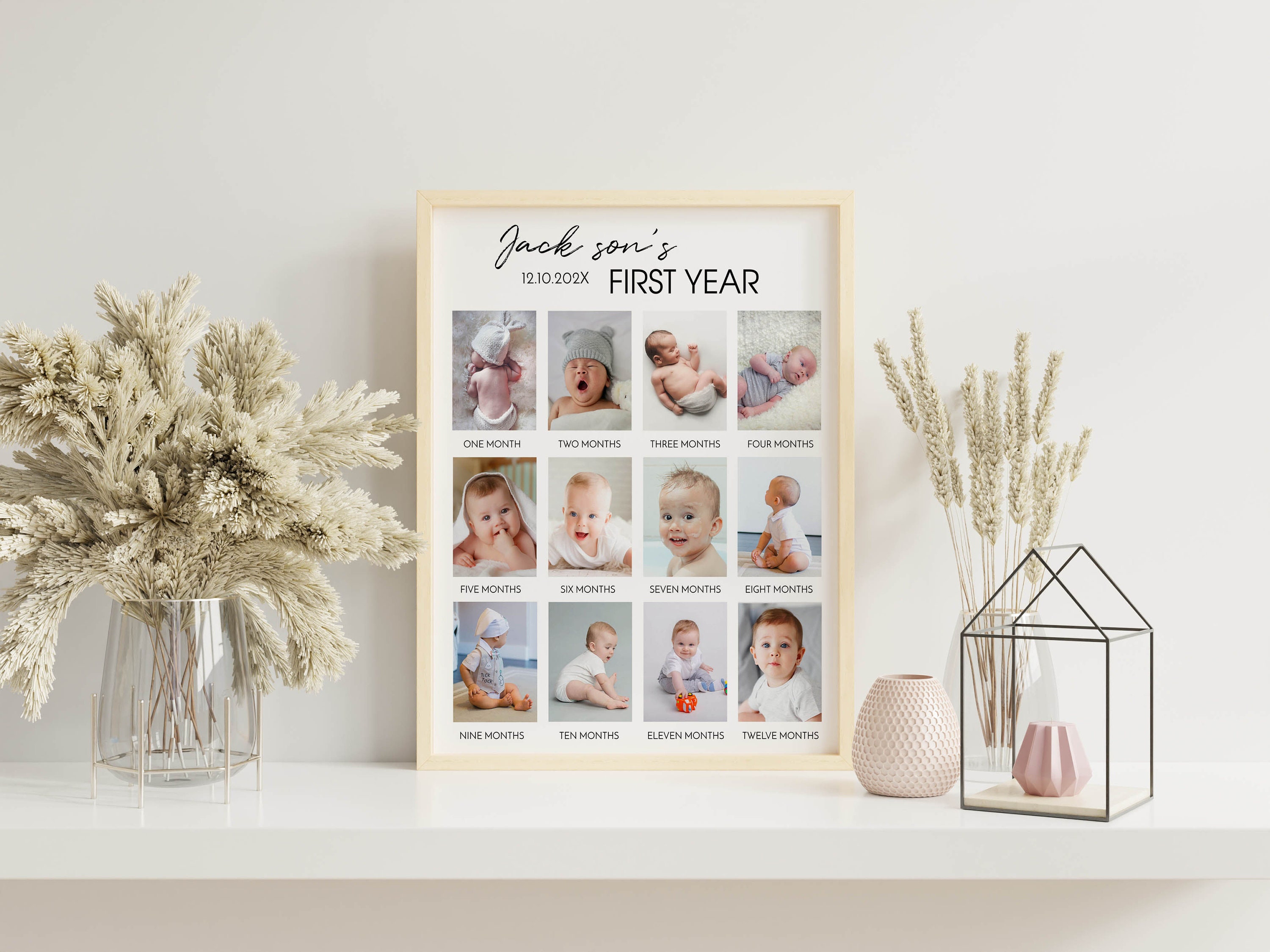 Editable First Year Photo Collage, Baby First Year Poster, 12 Months ...