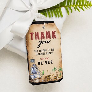EDITABLE Pirate Birthday Thank You Tag, Pirate Party Favor Tag, Pirate ...