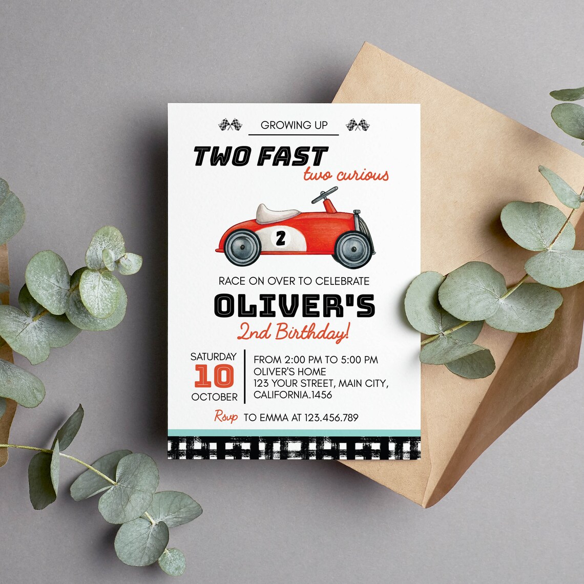 EDITABLE Too Fast Invitation Racing Car Birthday Invitation - Etsy