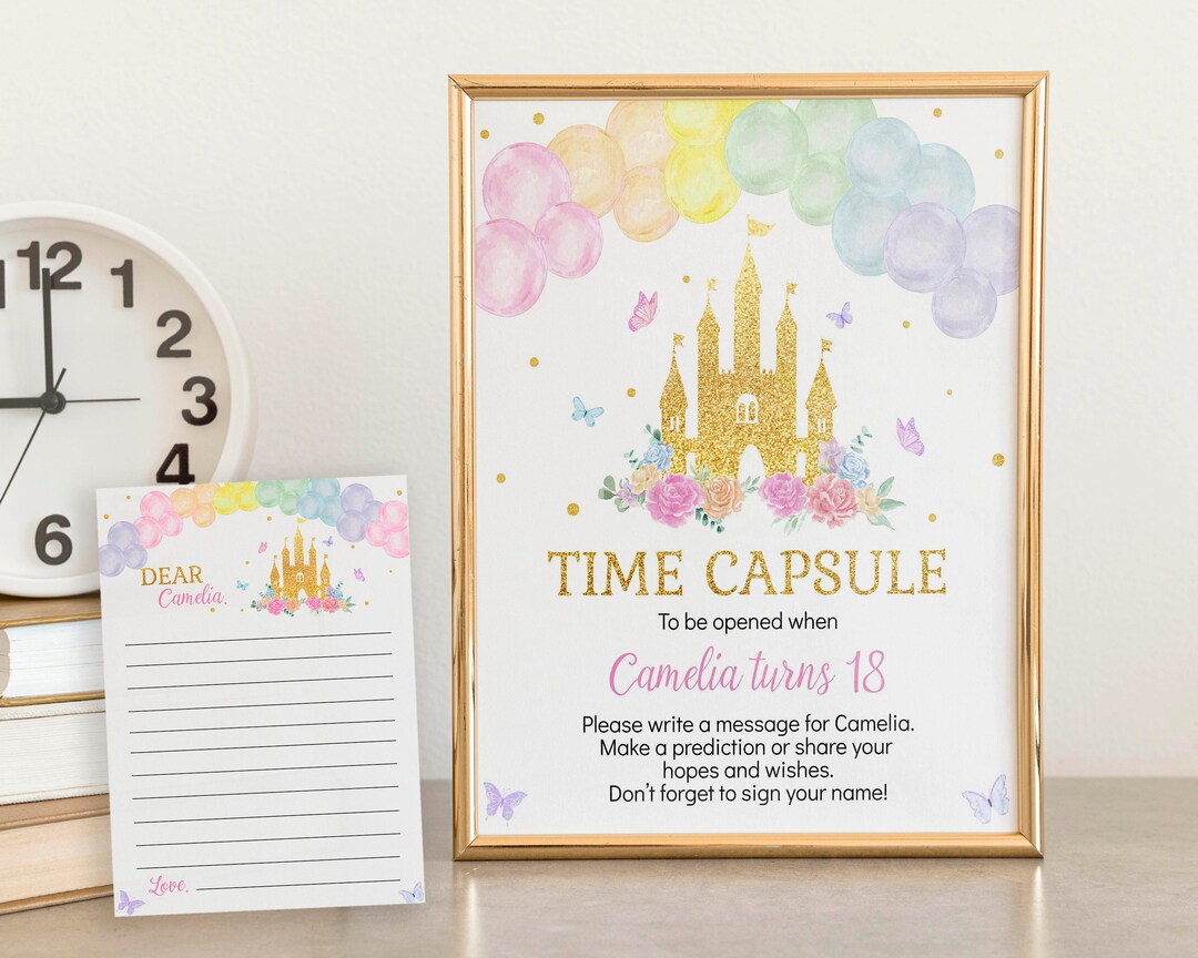 EDITABLE Princess Birthday Party Time Capsule Template, Little Princess ...