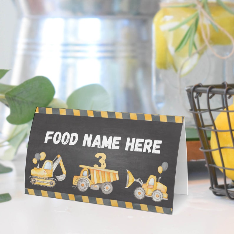 EDITABLE Construction Party Food Label Construction Food Tent - Etsy