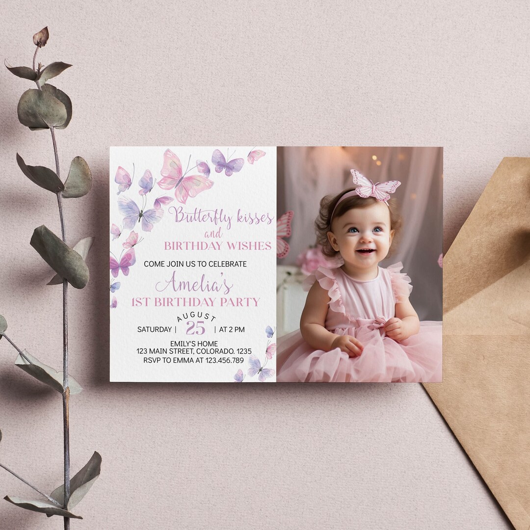EDITABLE Butterfly Birthday Invitation, Flutter by Butterfly Party ...