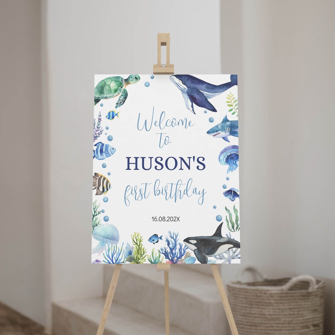EDITABLE Under the Sea Birthday Party Welcome Sign, Ocean Birthday ...