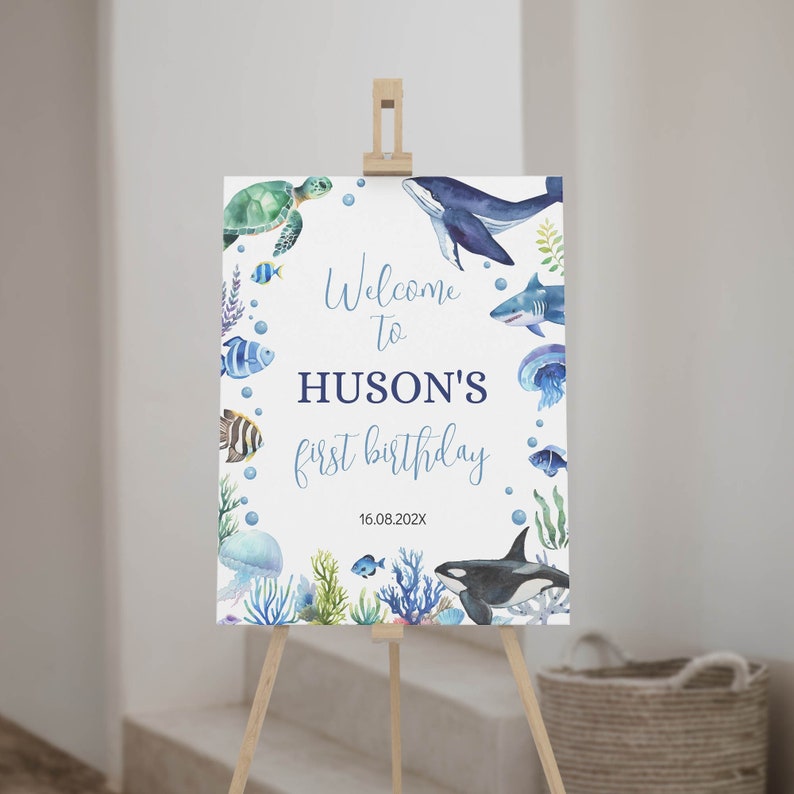 EDITABLE Under the Sea Birthday Party Welcome Sign, Ocean Birthday ...