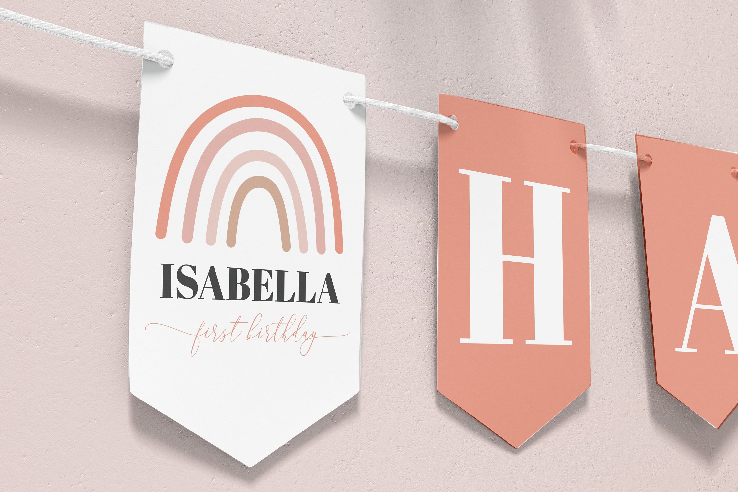 Editable Rainbow Birthday Banner Boho Rainbow Banner Modern - Etsy