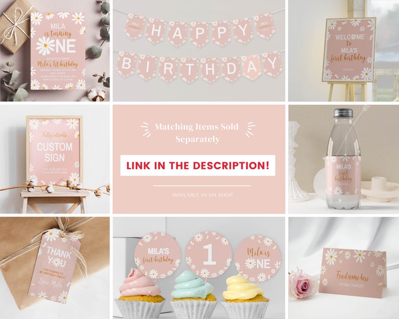 Editable Daisy Birthday Invitation, Daisy First Birthday Invitation ...