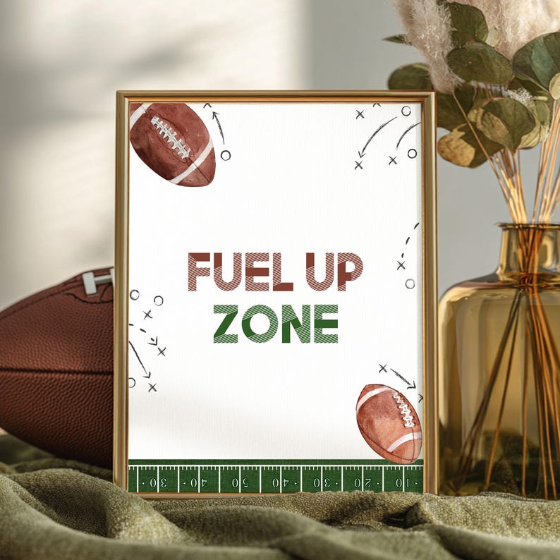 EDITABLE Football Party Sign Set, First Year Down Birthday Favor Table ...