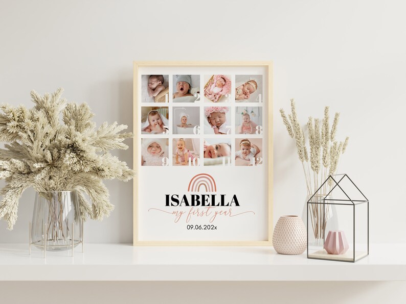 Editable First Year Photo Collage 12 Month Photo Print First - Etsy