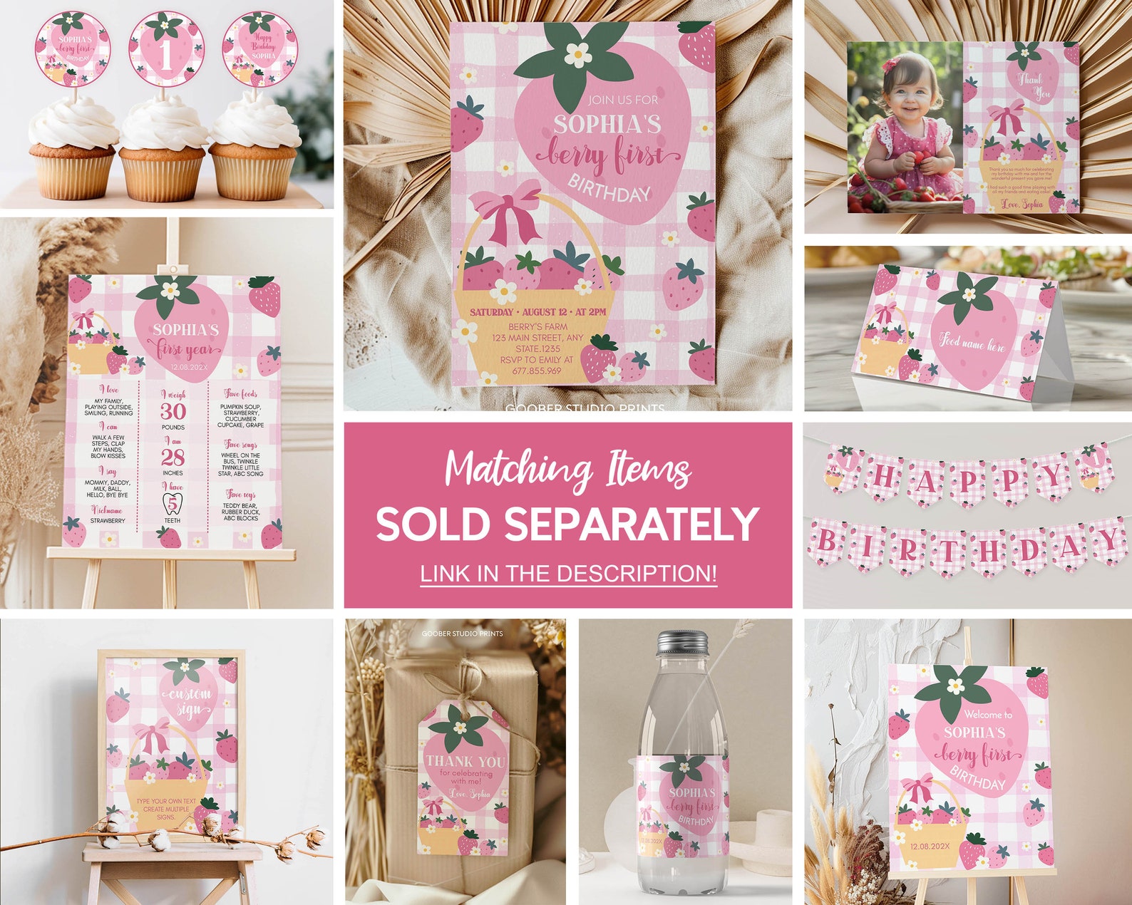 EDITABLE Strawberry Gable Gift Box Label, Strawberry Birthday Party ...