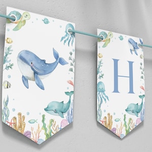 Editable Under the Sea Birthday Banner, Oneder the Sea Happy Birthday ...