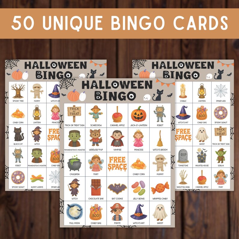 Printable Halloween Bingo Cards, Fun Halloween Party Game for Kids ...