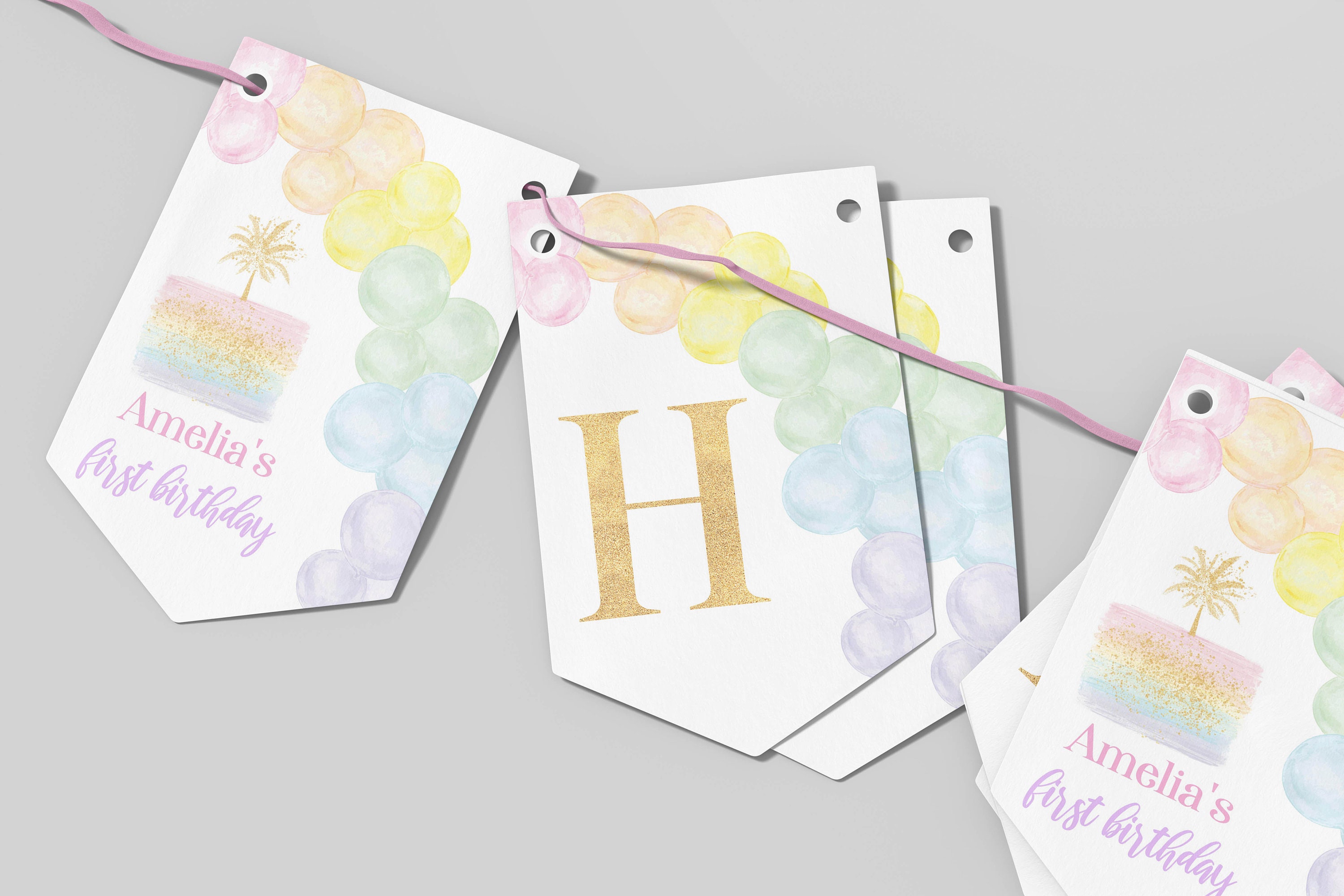 Editable Pastel Rainbow Birthday Banner Pastel Birthday - Etsy Australia