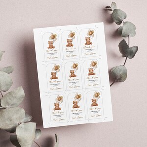 EDITABLE Teddy Bear Birthday Favor Tags, Beary First Birthday Thank You ...