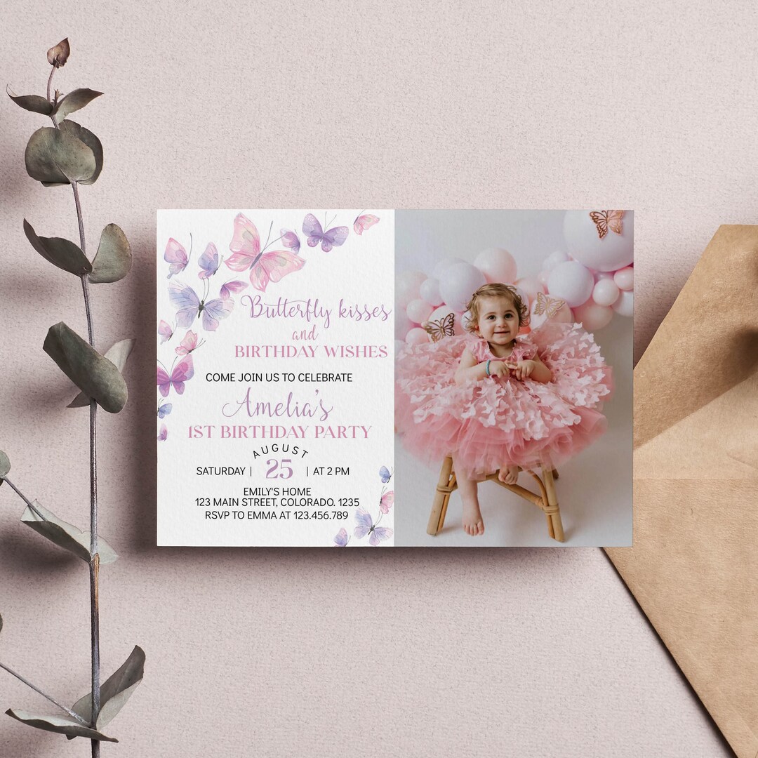 EDITABLE Butterfly Birthday Invitation Flutter by Butterfly - Etsy