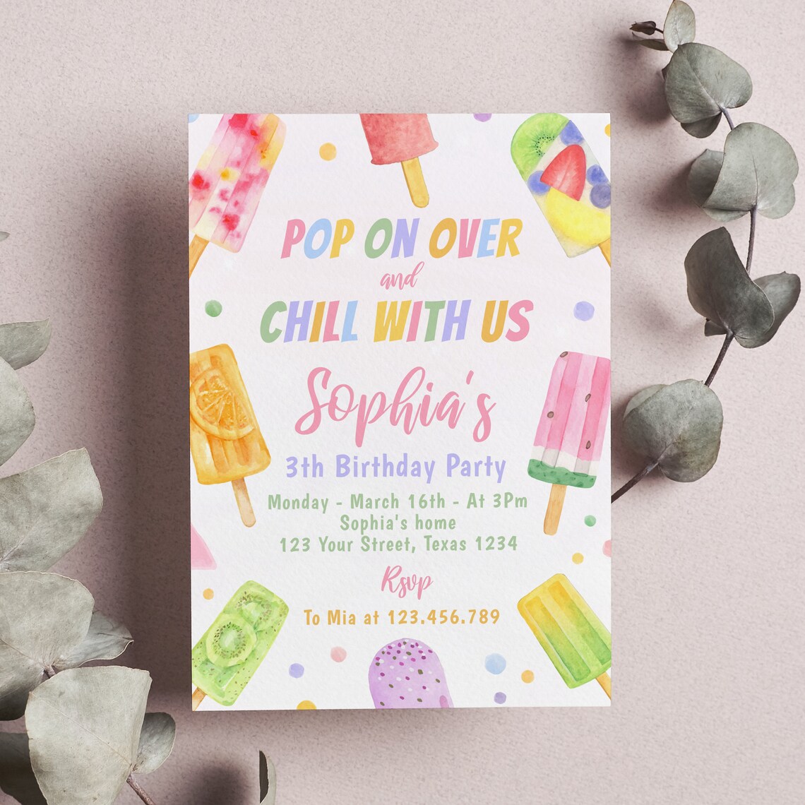 Editable Popsicle Birthday Invitation Bundle, Popsicle Birthday Party ...