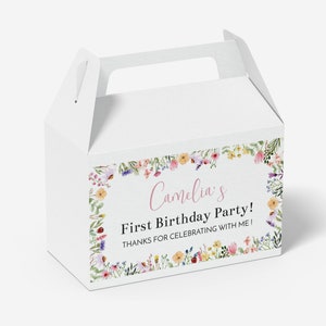 EDITABLE Wildflower Birthday Girl Gable Gift Box Label, Floral Birthday ...