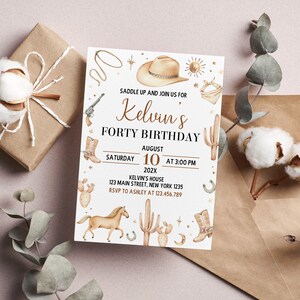 EDITABLE Country Western Invitation, Cowboy Birthday Invite, Adult ...
