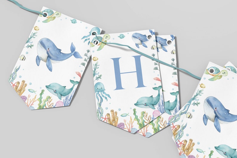 Editable Under the Sea Birthday Banner, Oneder the Sea Happy Birthday ...