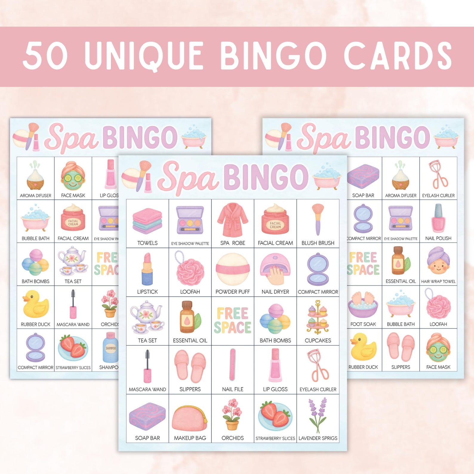 Spa Bingo Game Printable, Spa Party Game for Girls, Self Care Bingo ...