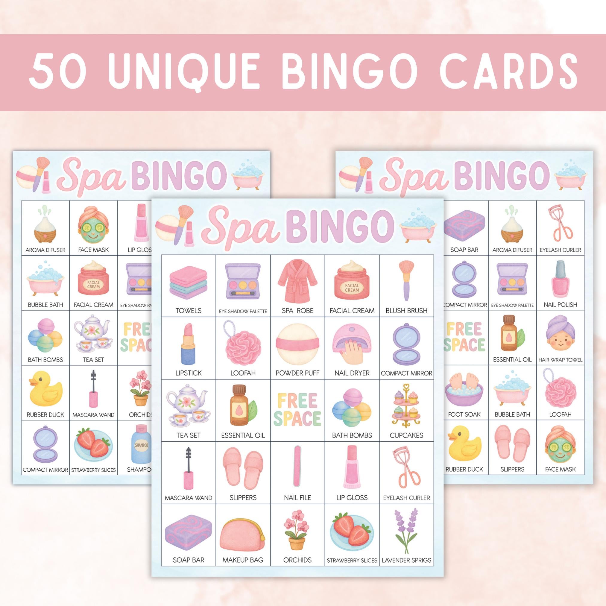 Spa Bingo Game Printable, Spa Party Game for Girls, Self Care Bingo ...