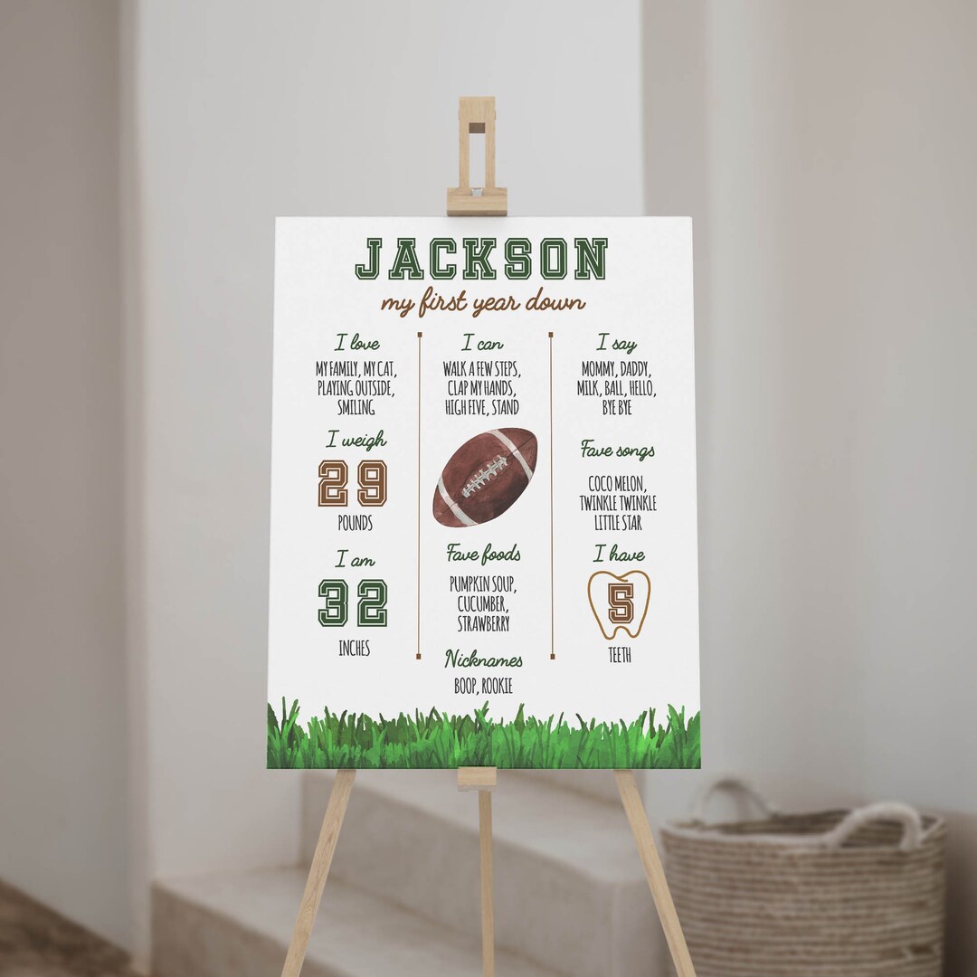 EDITABLE Football Milestone Board, Football 1st Birthday Milestone ...