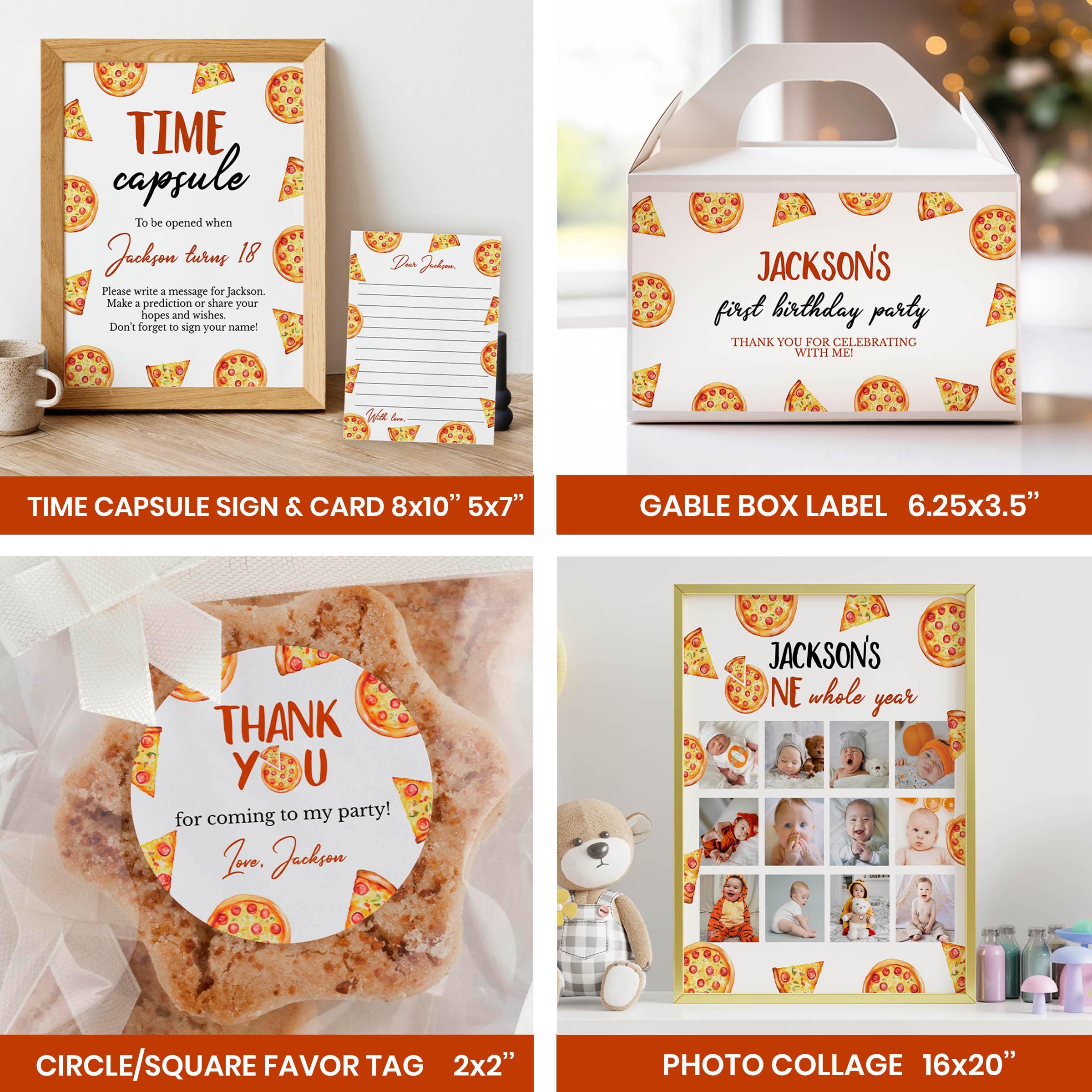 Editable Pizza Birthday Invitation Bundle, Pizza 1st Birthday Party ...