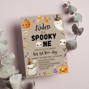 Editable Spooky One Birthday Invitation, Halloween First Birthday ...