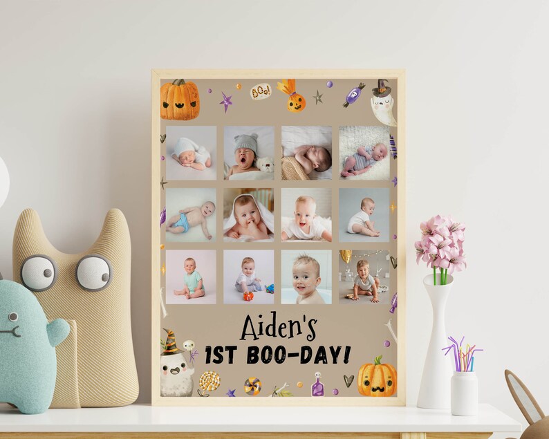 Editable Spooky One First Year Photo Collage Halloween 12 - Etsy