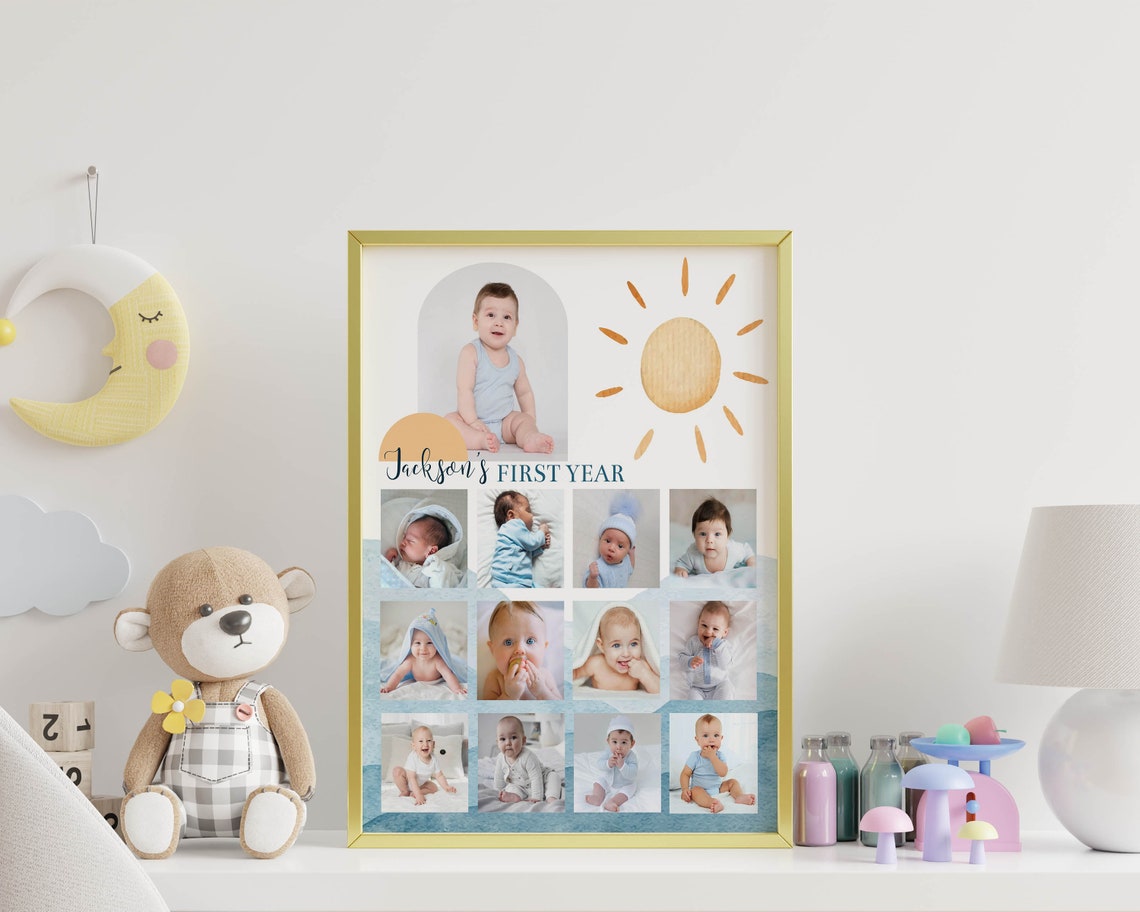 Editable Sun First Year Photo Collage First Trip Around the - Etsy