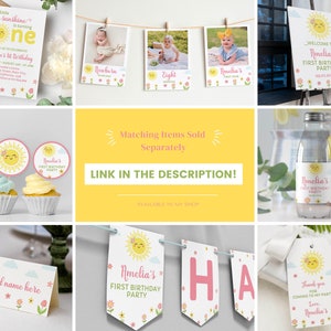 Editable Sunshine Birthday Banner, Sun Happy Birthday Banner, Little ...