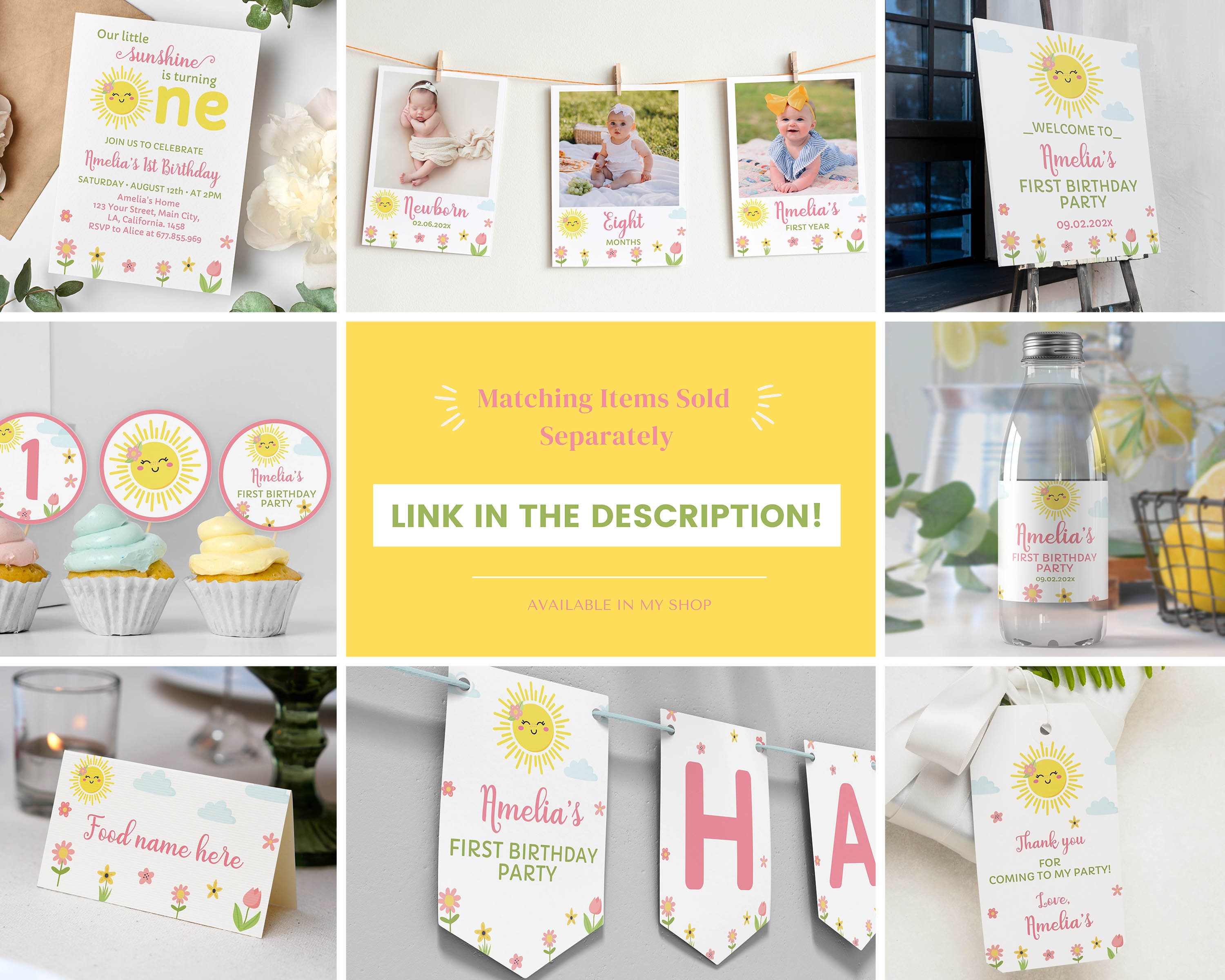 Editable Sunshine Birthday Banner Sun Happy Birthday Banner - Etsy