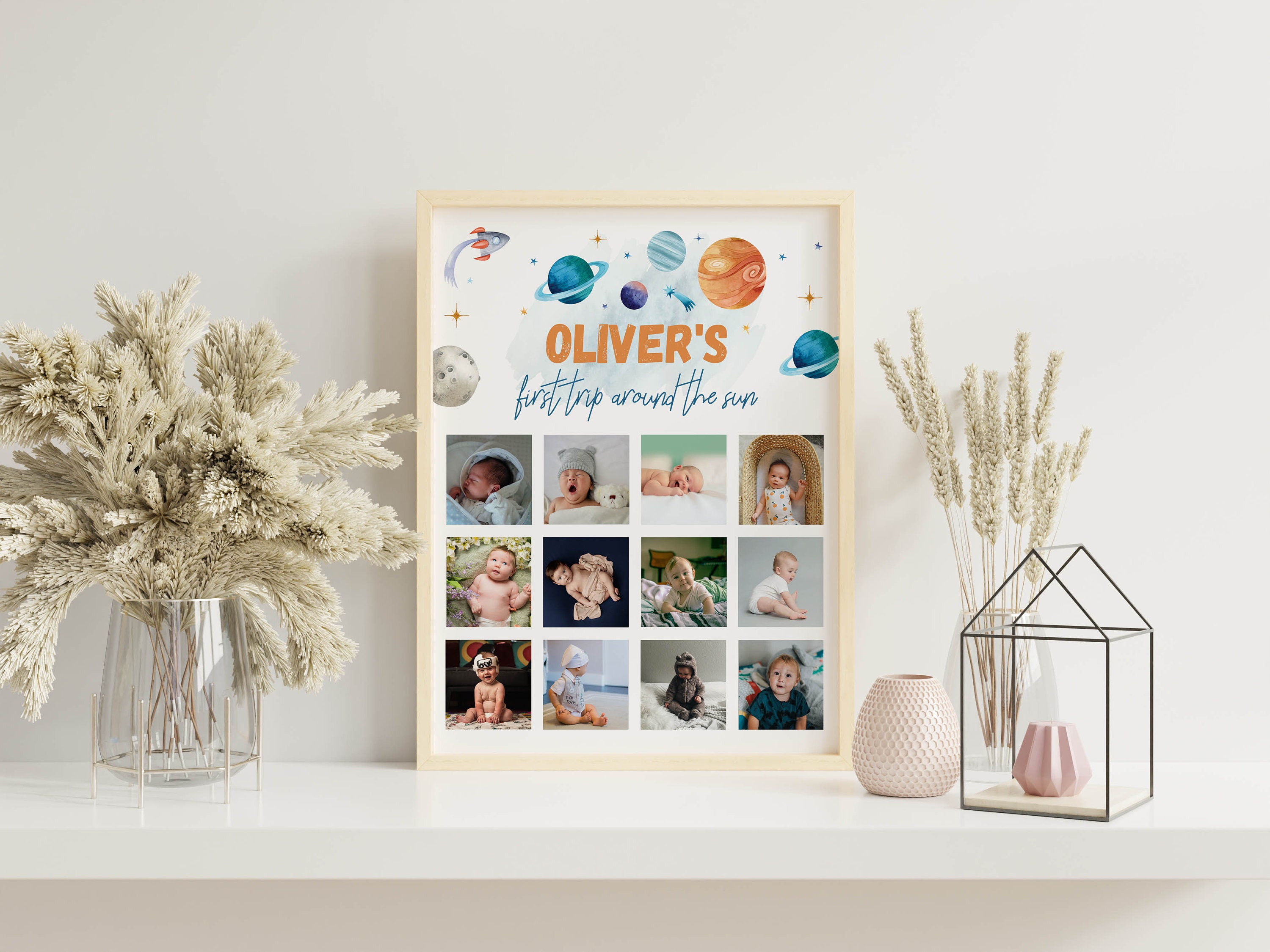 Editable 1st Trip Around the Sun Photo Collage Galaxy 12 - Etsy