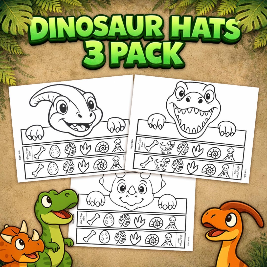 Printable Dinosaur Party Hats | Dinosaur Crown Templates | Dinosaur ...