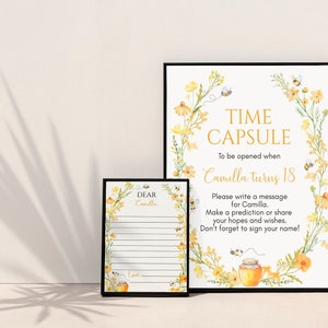 EDITABLE Bee Time Capsule Template, Honey Bee Birthday Time Capsule Sign, First Bee Day Party ...