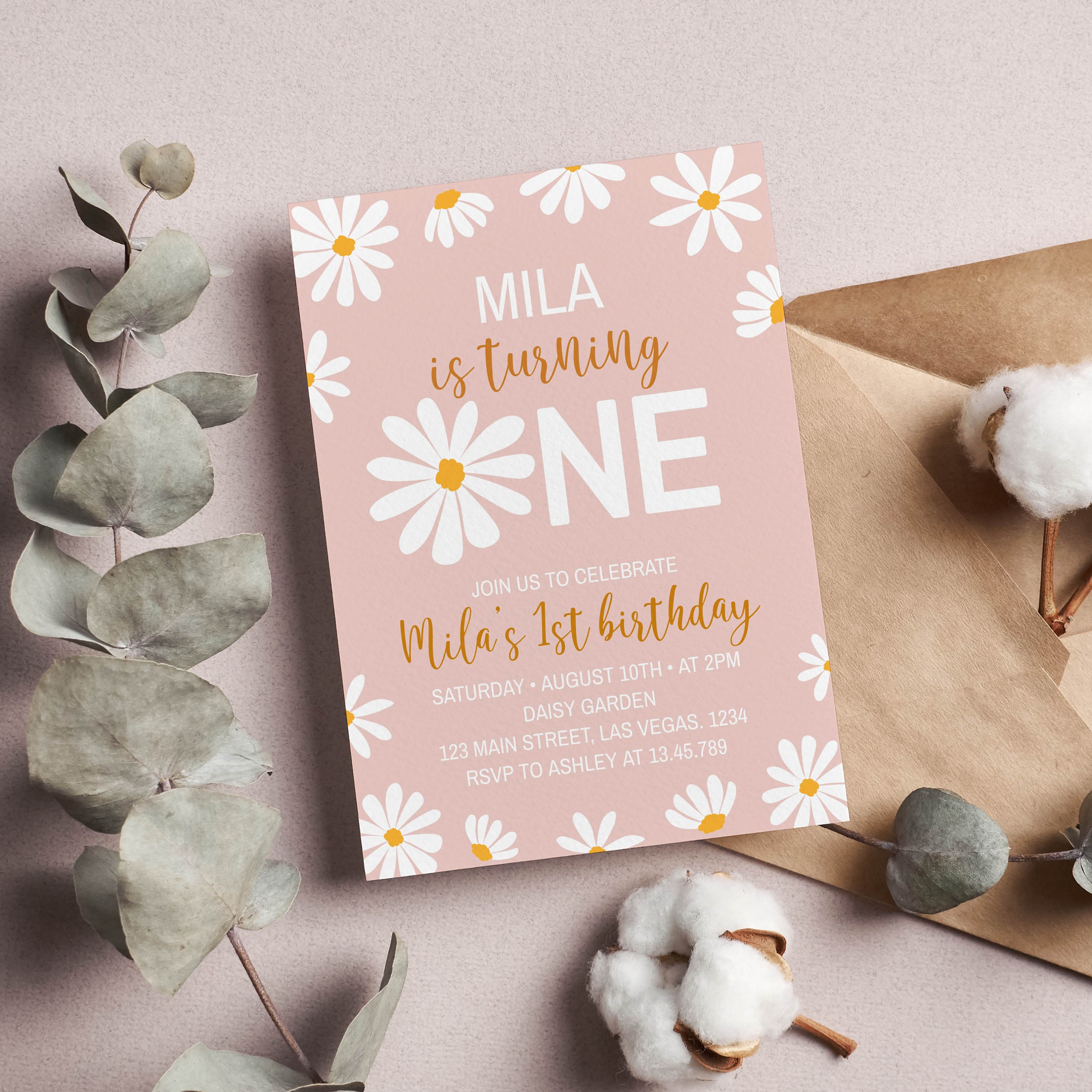 Editable Daisy Birthday Invitation Daisy First Birthday - Etsy