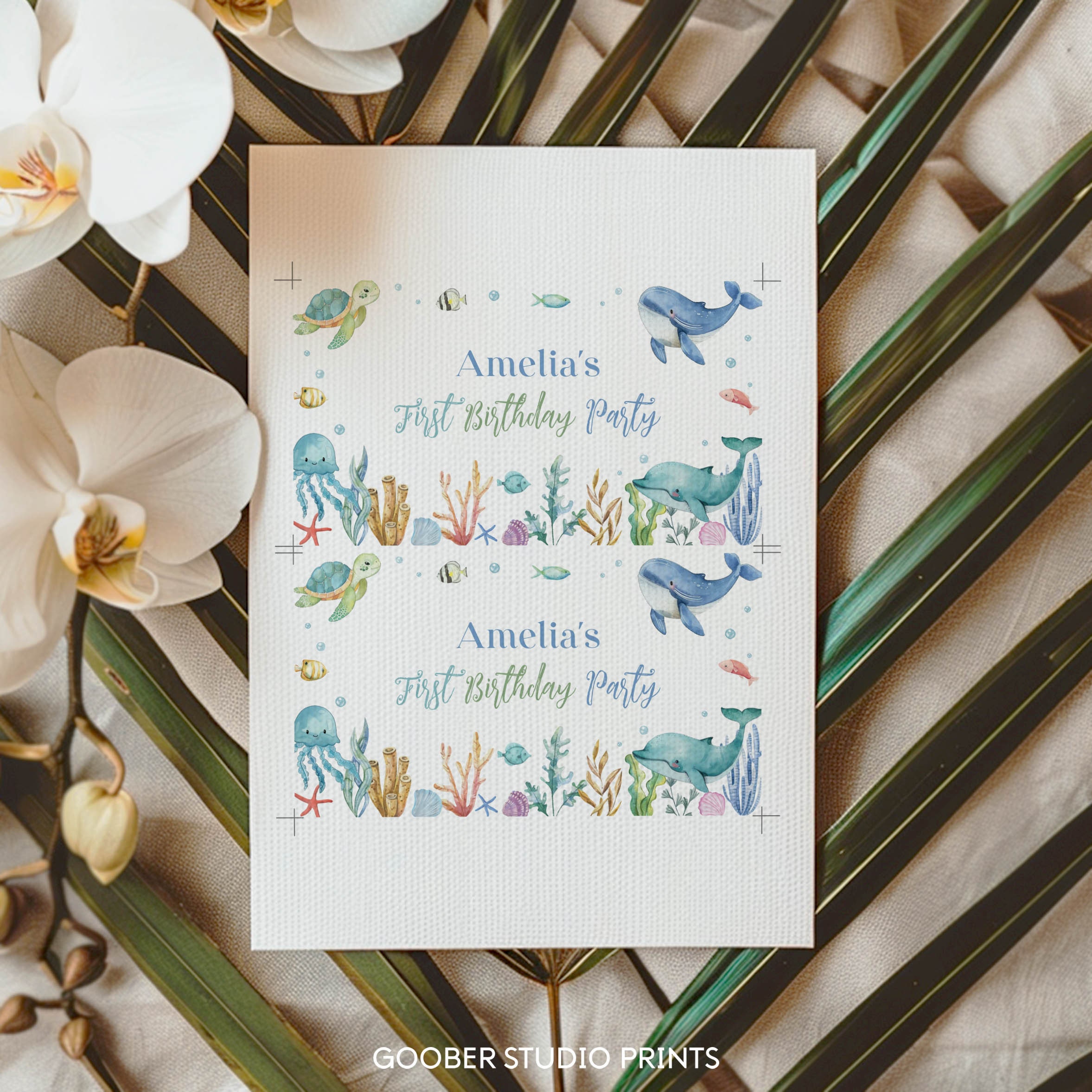 EDITABLE Under the Sea Gable Gift Box Label, Ocean Birthday Party Favor ...