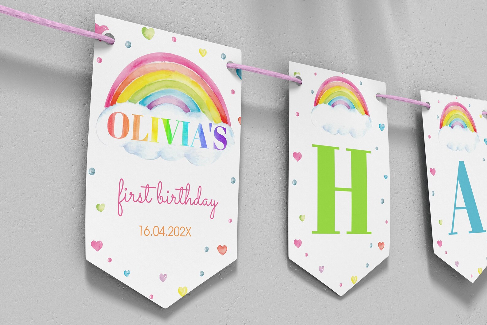 Editable Rainbow Birthday Banner Colorful Rainbow Happy - Etsy