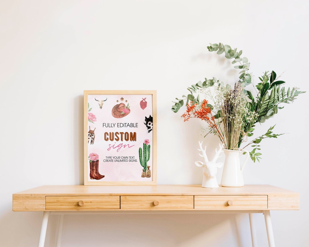 EDITABLE Wild West Party Sign, First Rodeo Birthday Custom Sign ...